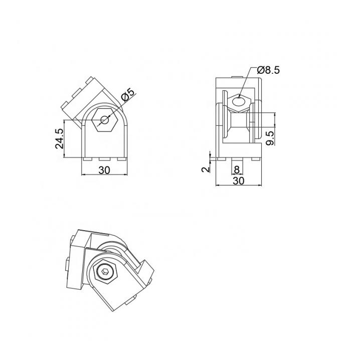 4545B Universal Swivel Pivot Joint Aluminium Extrusion Profiles With ...