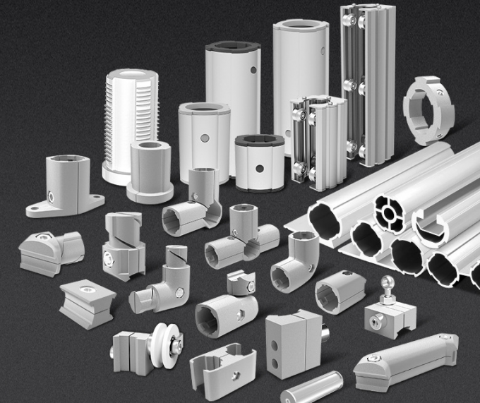 D28mm Aluminum Lean Tubes Pipe Rack System Rotary Bearing 13 Degree